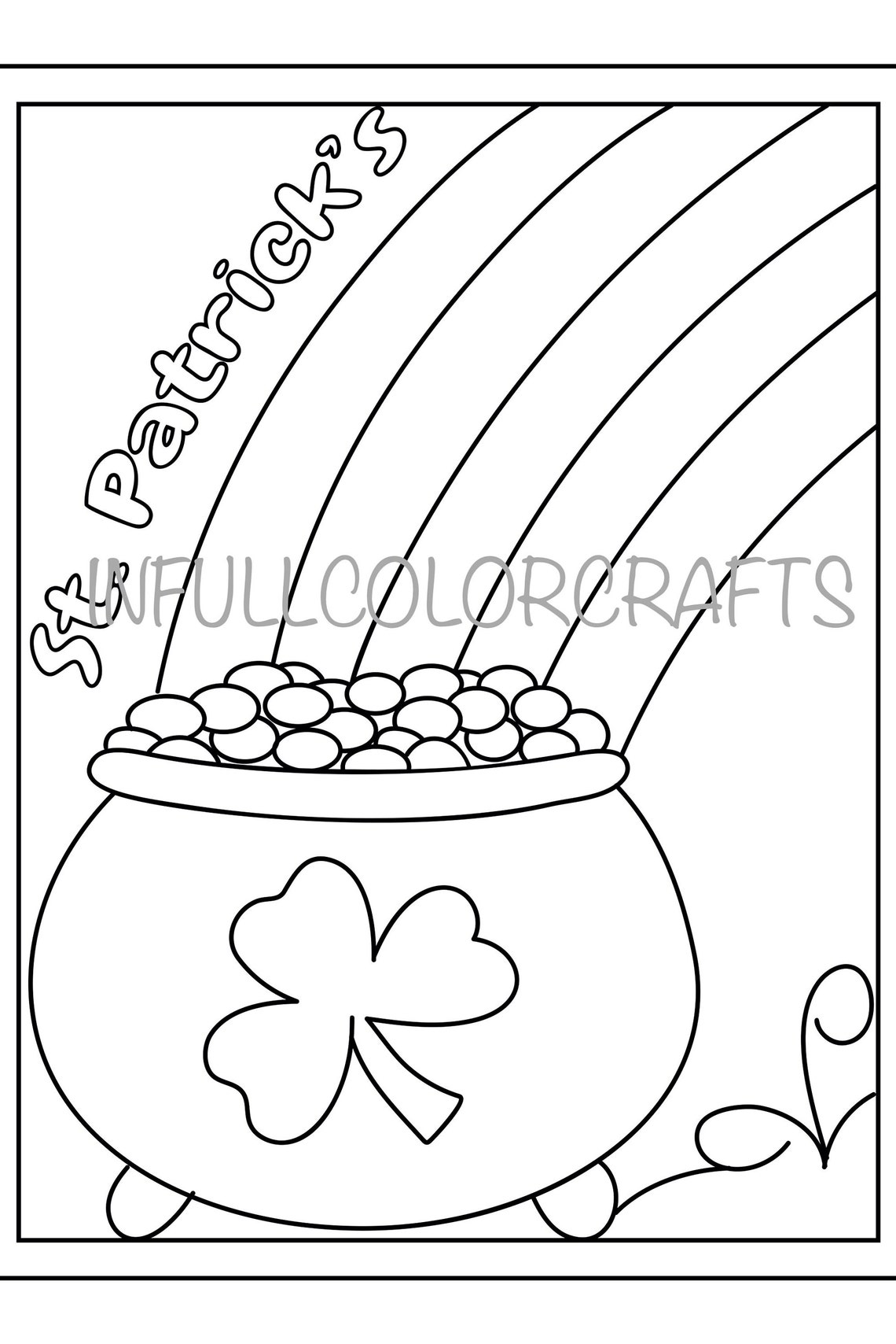 St. Patrick's Day Pot of Gold and Rainbow Coloring Page - Etsy