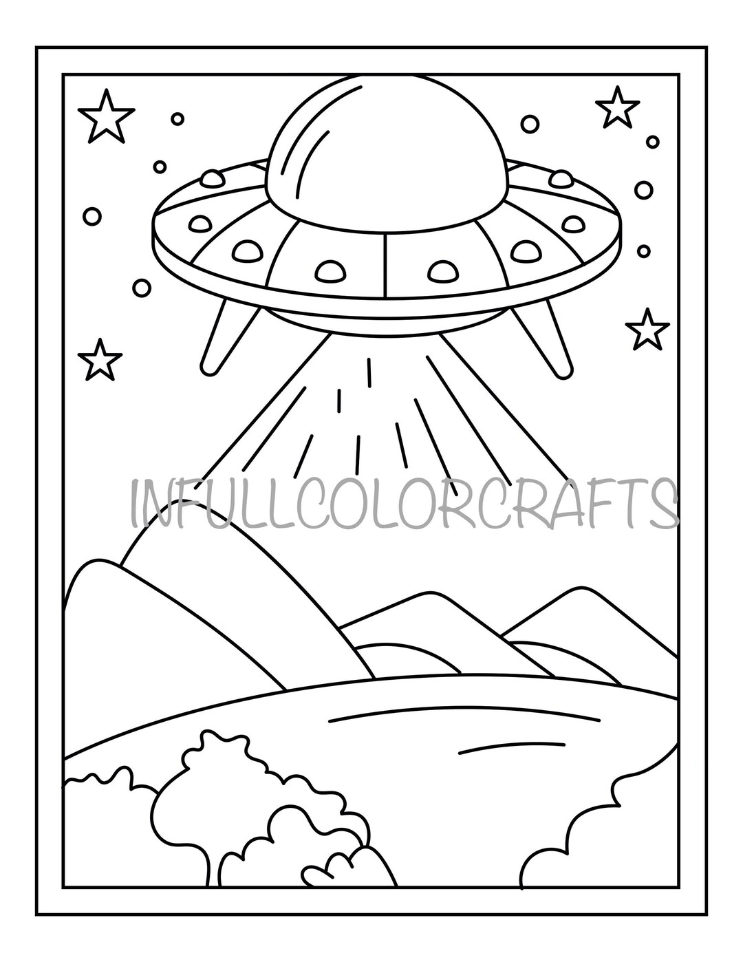 UFO Coloring Page - Etsy