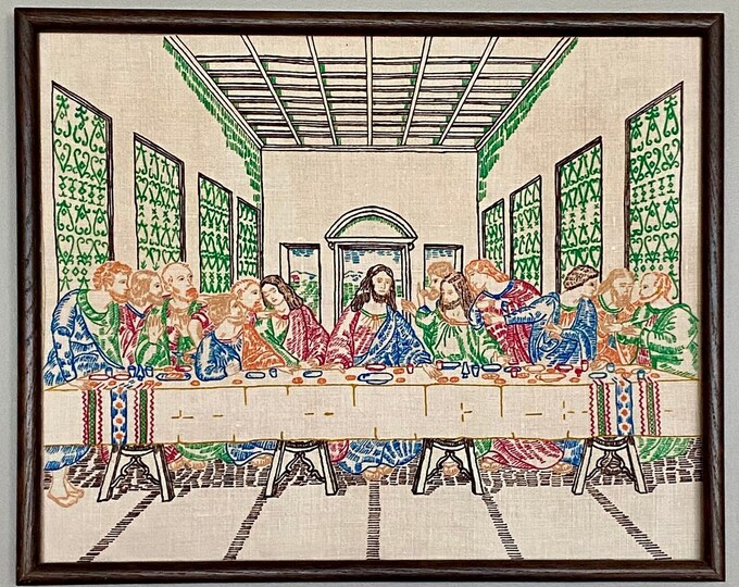 Vintage Colortex Process, No 5024 last Supper, Stamped Linen Embroidery ...