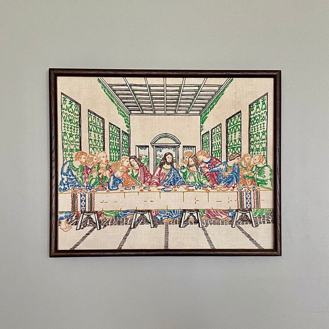 Vintage Colortex Process, No 5024 last Supper, Stamped Linen Embroidery ...