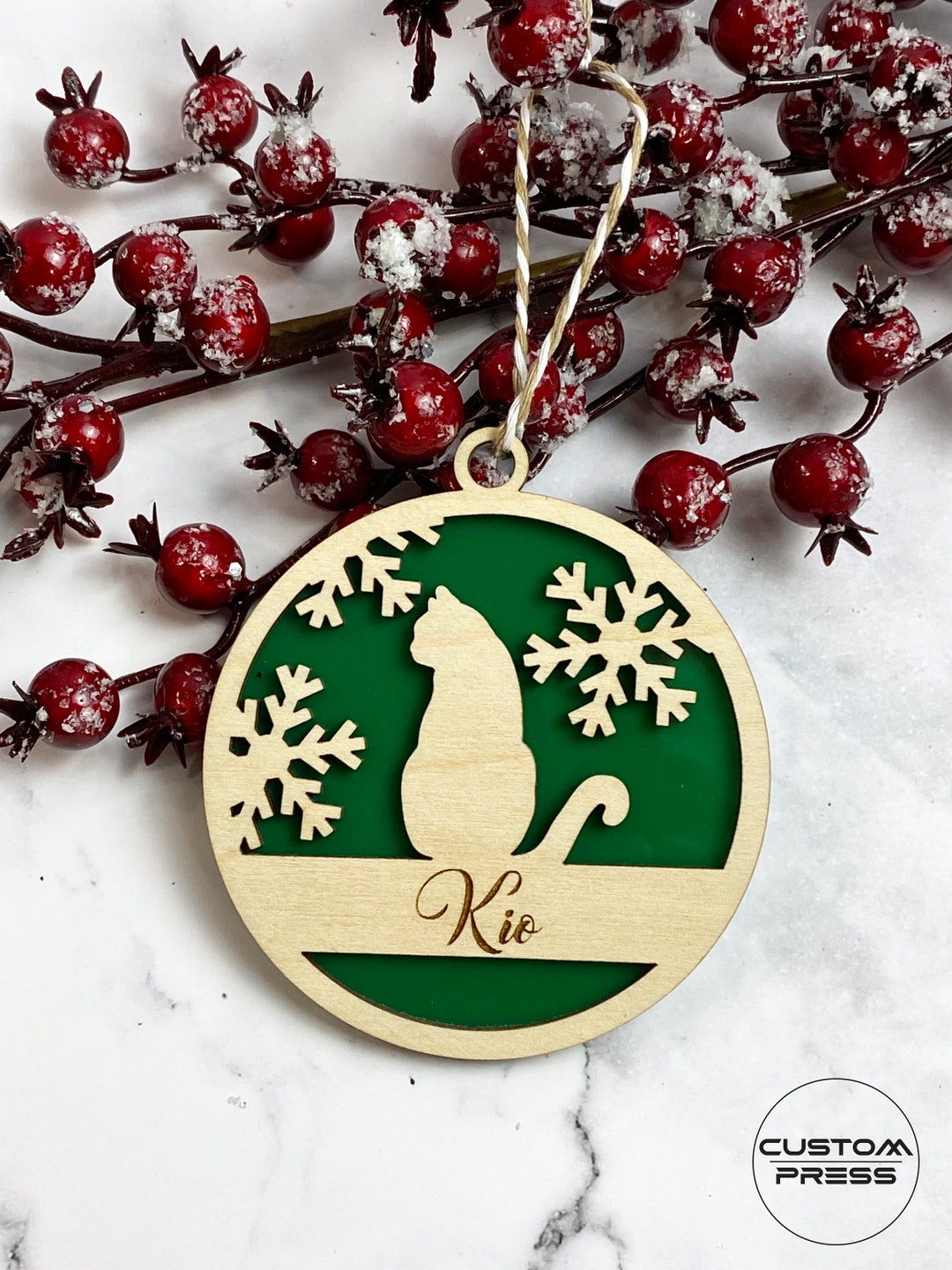 Cat Ornament, Personalized Cat Ornament, Christmas Ornament, Cat Lover ...