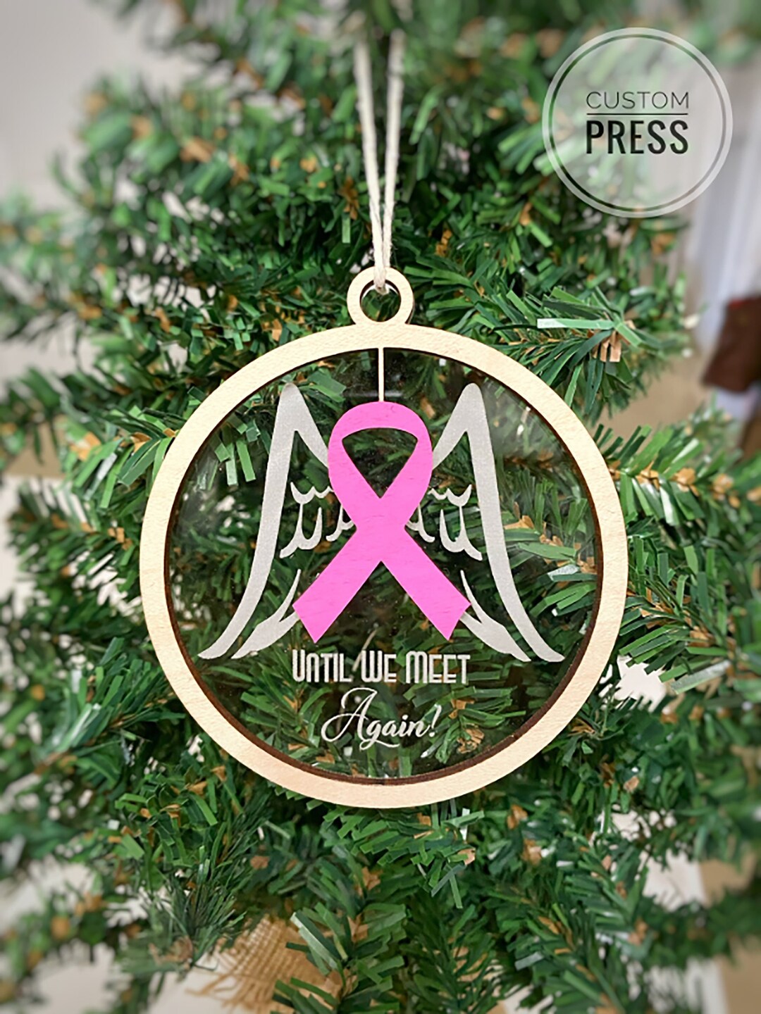 Personalized Memorial Pink Ribbon Ornament - Etsy
