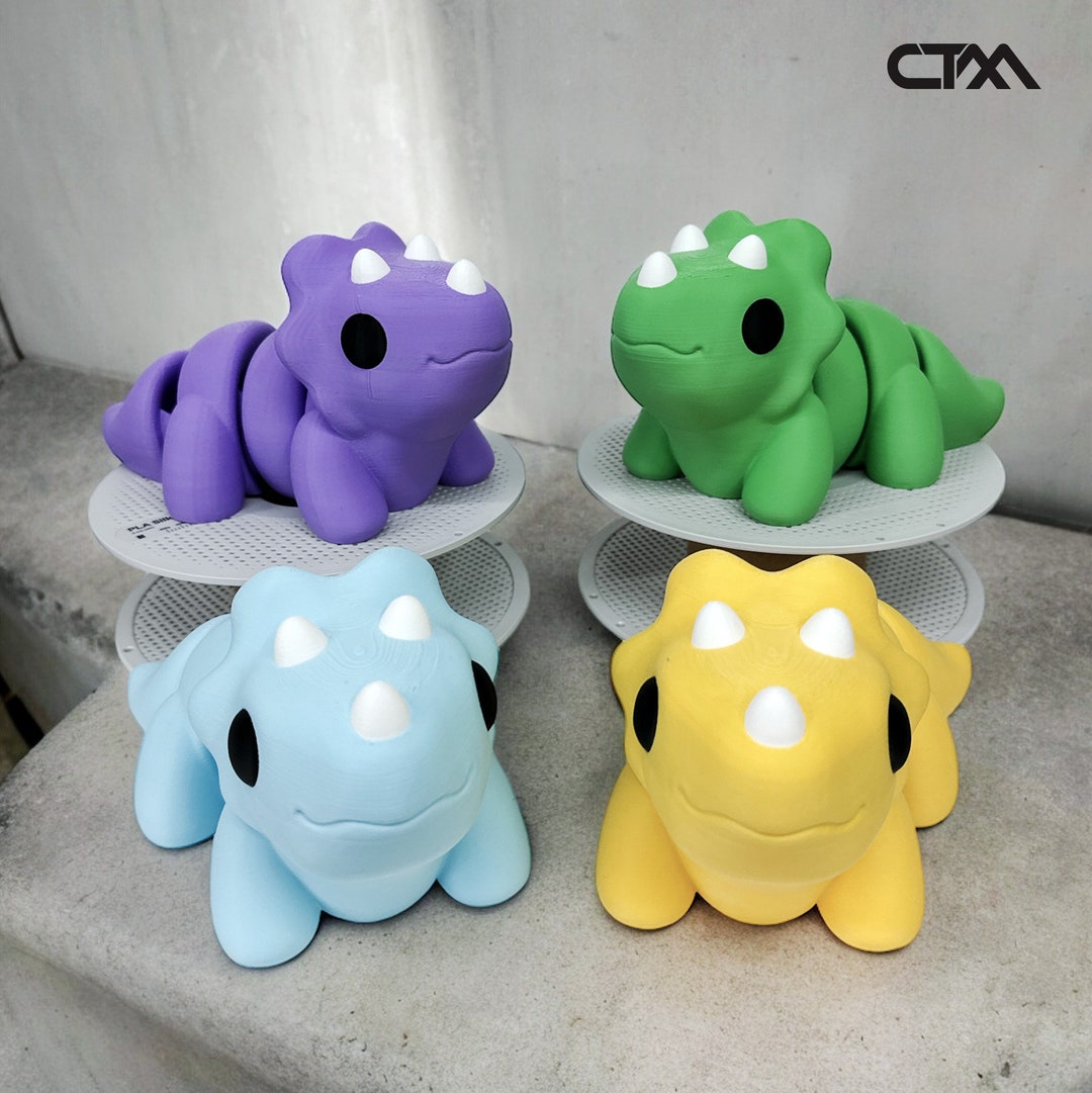 Baby Triceratops, 3D Printed Articulated Flexible Fidget Toy, Dinosaur ...