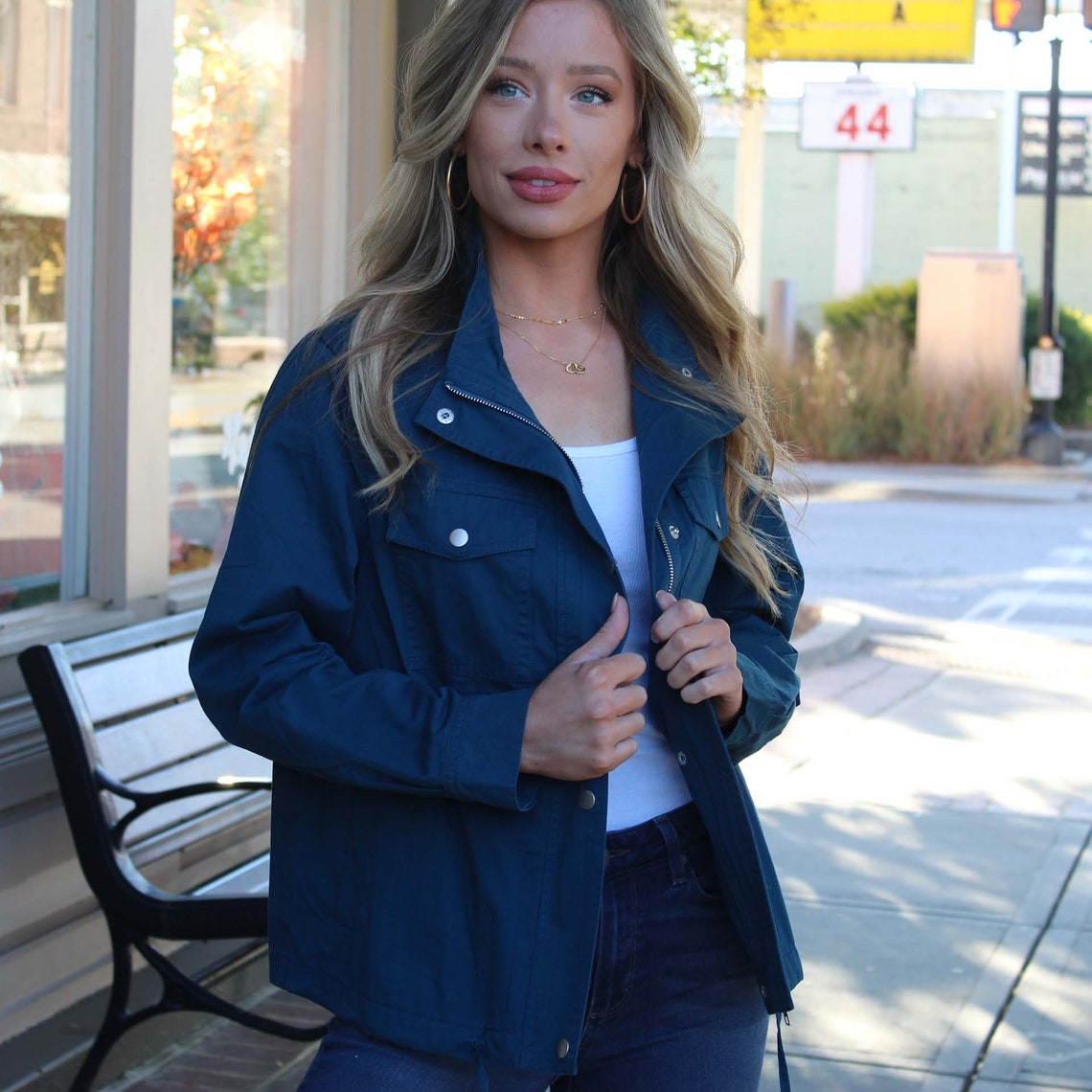 Women's Lightweight Cotton Zip Jacket With Adjustable - Etsy