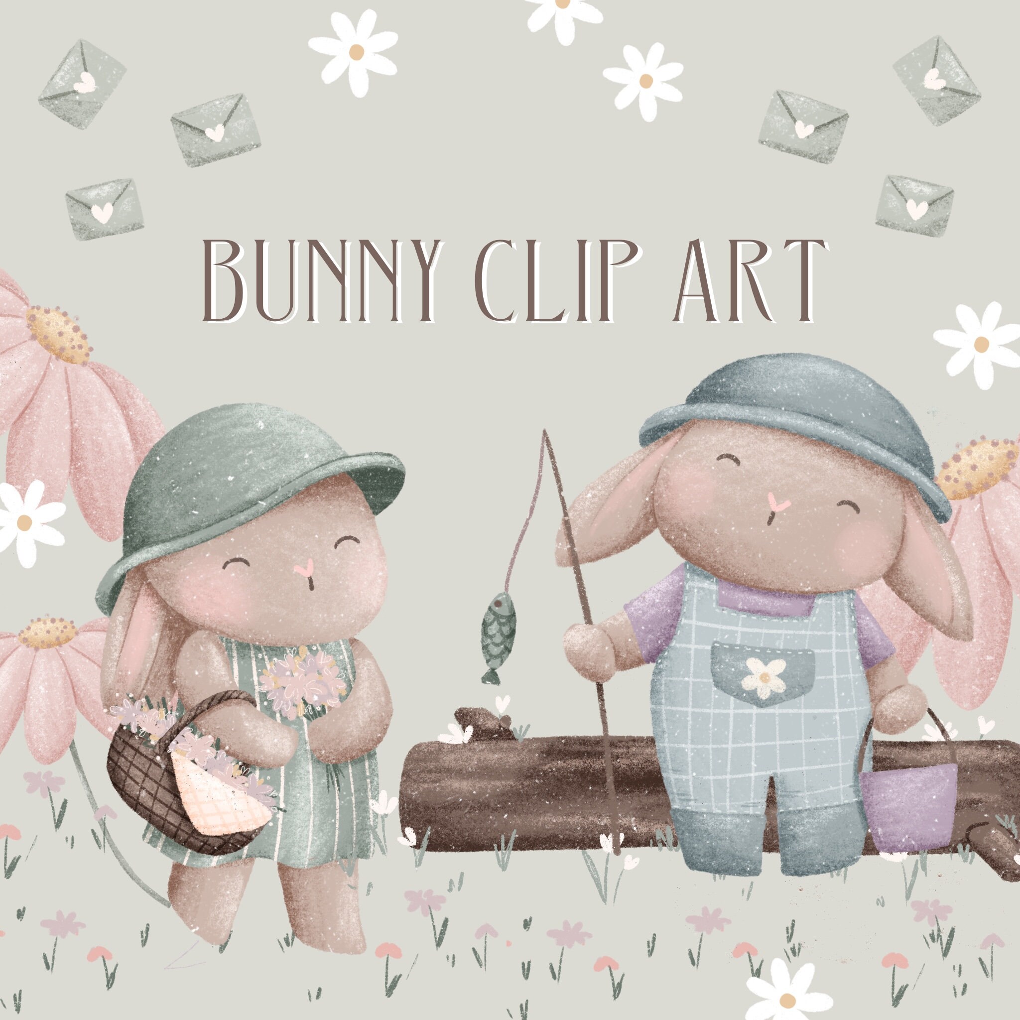 Cute Bunny Rabbit Clipart, Baby Shower Clip Art, Easter Bunny Clipart ...