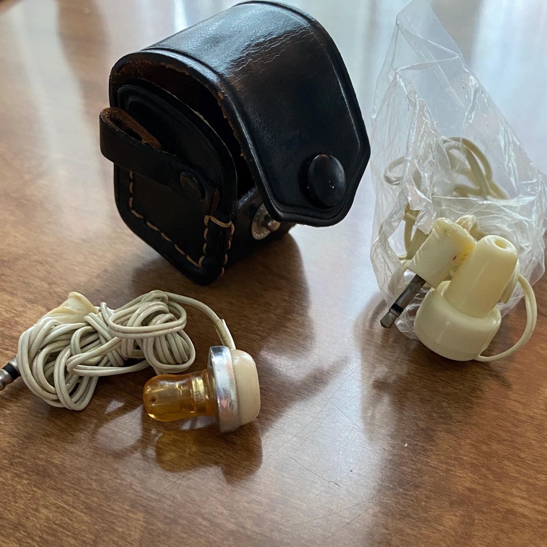 Transistor Radio Earphones in Tiny Black Leather Case -japan 1960’s ...