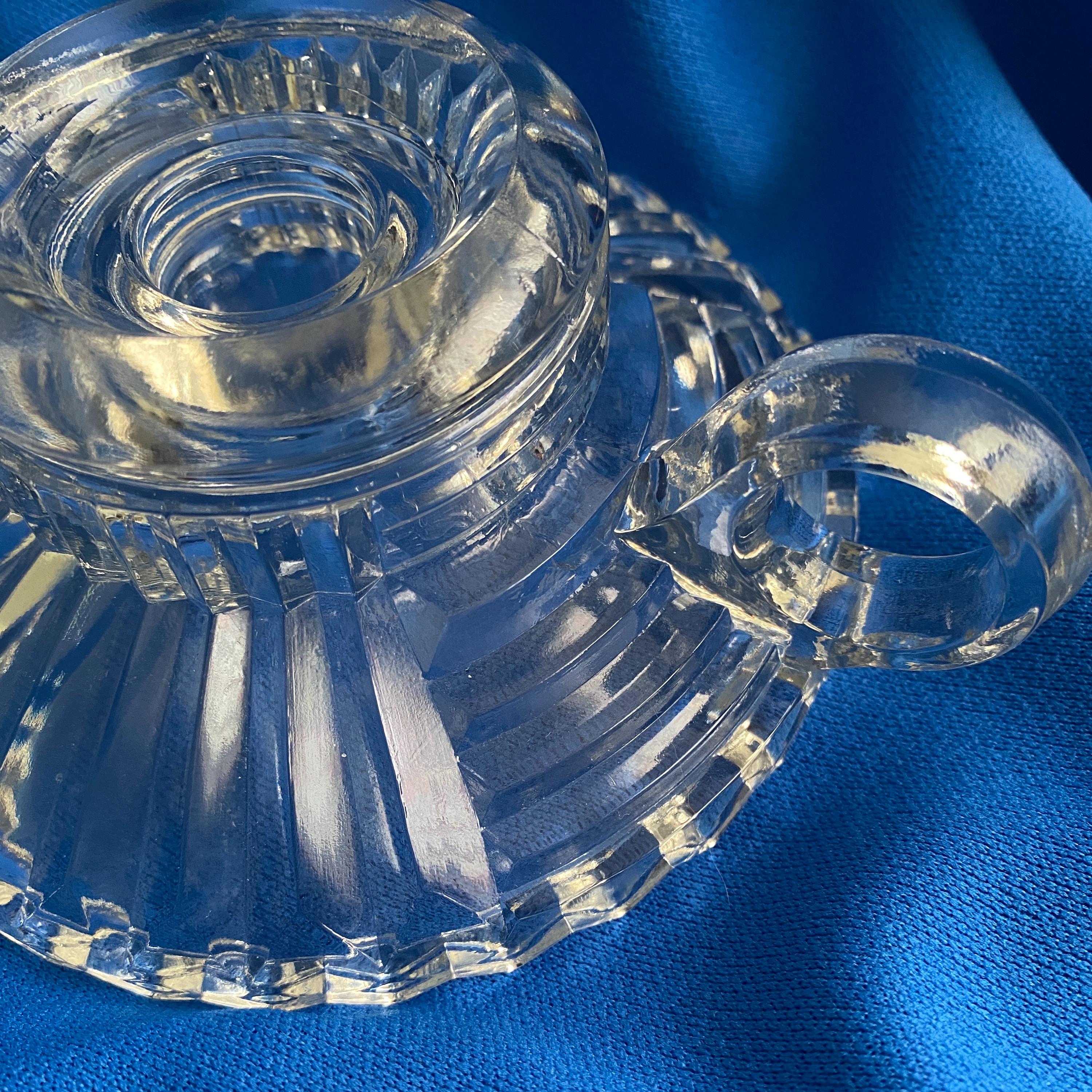 Vintage Anchor Hocking Clear Glass Candle Holder: Chamberstick Style W ...