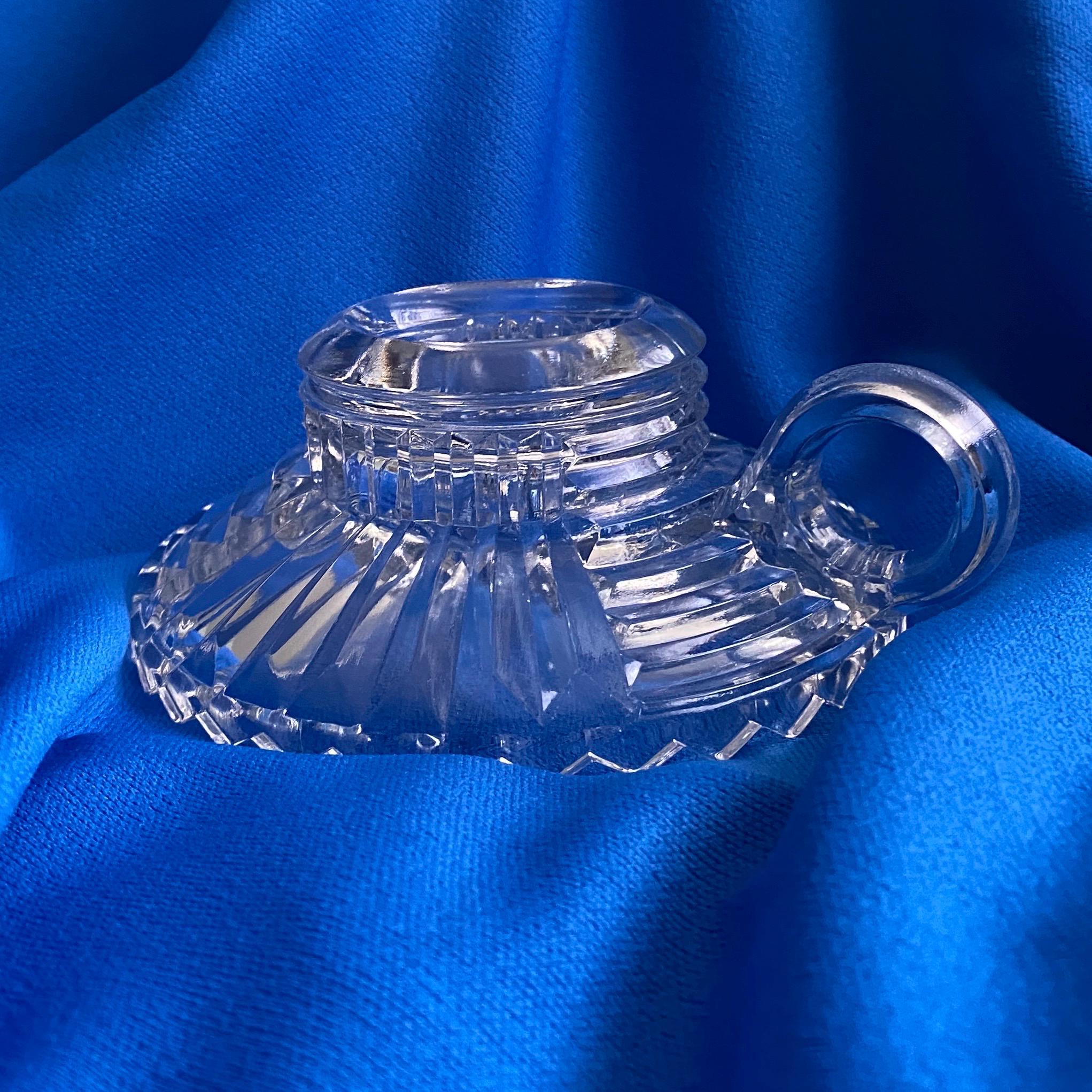 Vintage Anchor Hocking Clear Glass Candle Holder: Chamberstick Style W ...