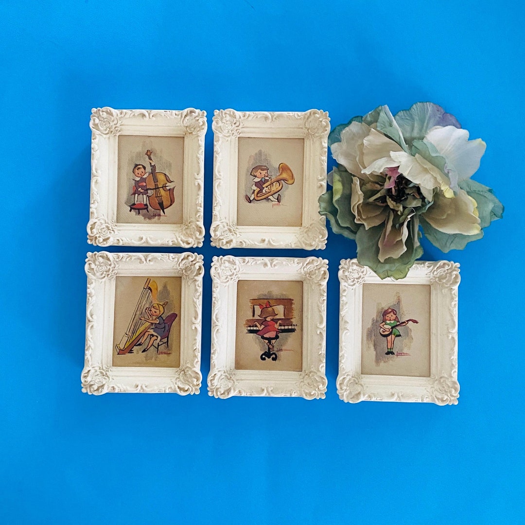 Set of 5 “ Wee Musicians” Prints, Mid Century Wall Art by Artist Lowell ...