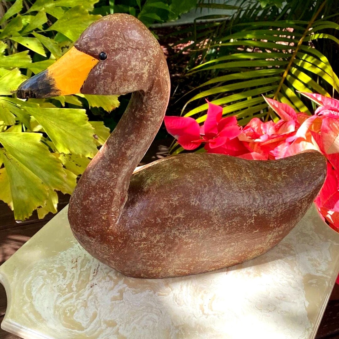 Hand Carved 12" Wood Duck Figure: James Haddon Folk Art, Vintage Porch ...