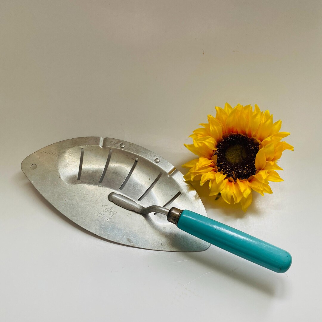 Vintage Foley Pot Strainer: Retro Turquoise Wood Handle, Aluminum ...