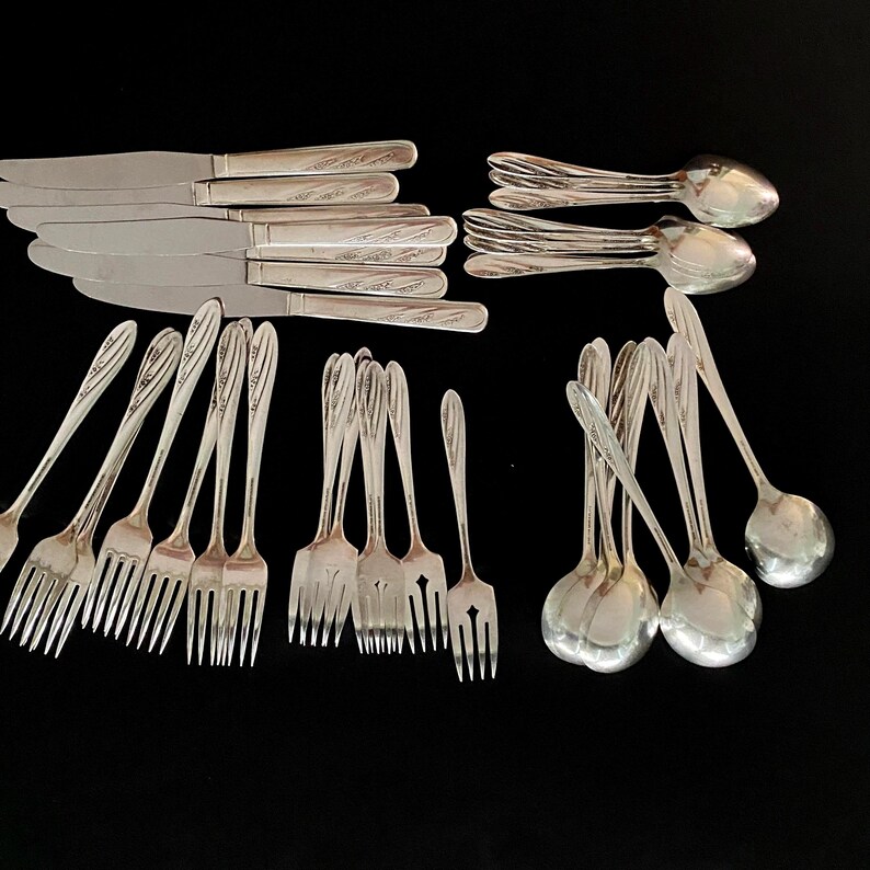 Vintage Carlton Silver Plate Valerie Pattern Flatware Set, 38 Pieces ...