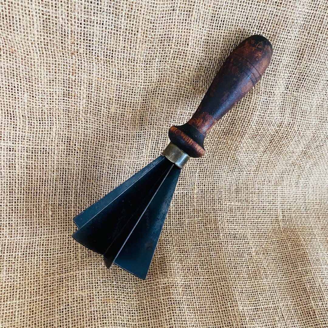 Antique Primitive Food Chopper, 6 Blades, Wood Handle, Bell / Star ...