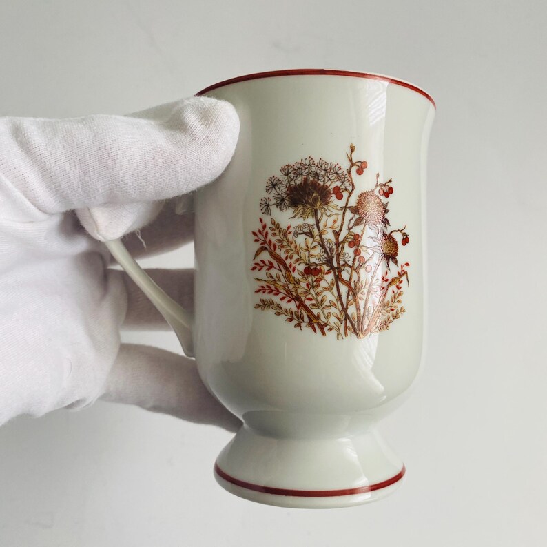 Vintage Footed Coffee Cups: Bramble Fanci Florals Porcelain China , Set ...