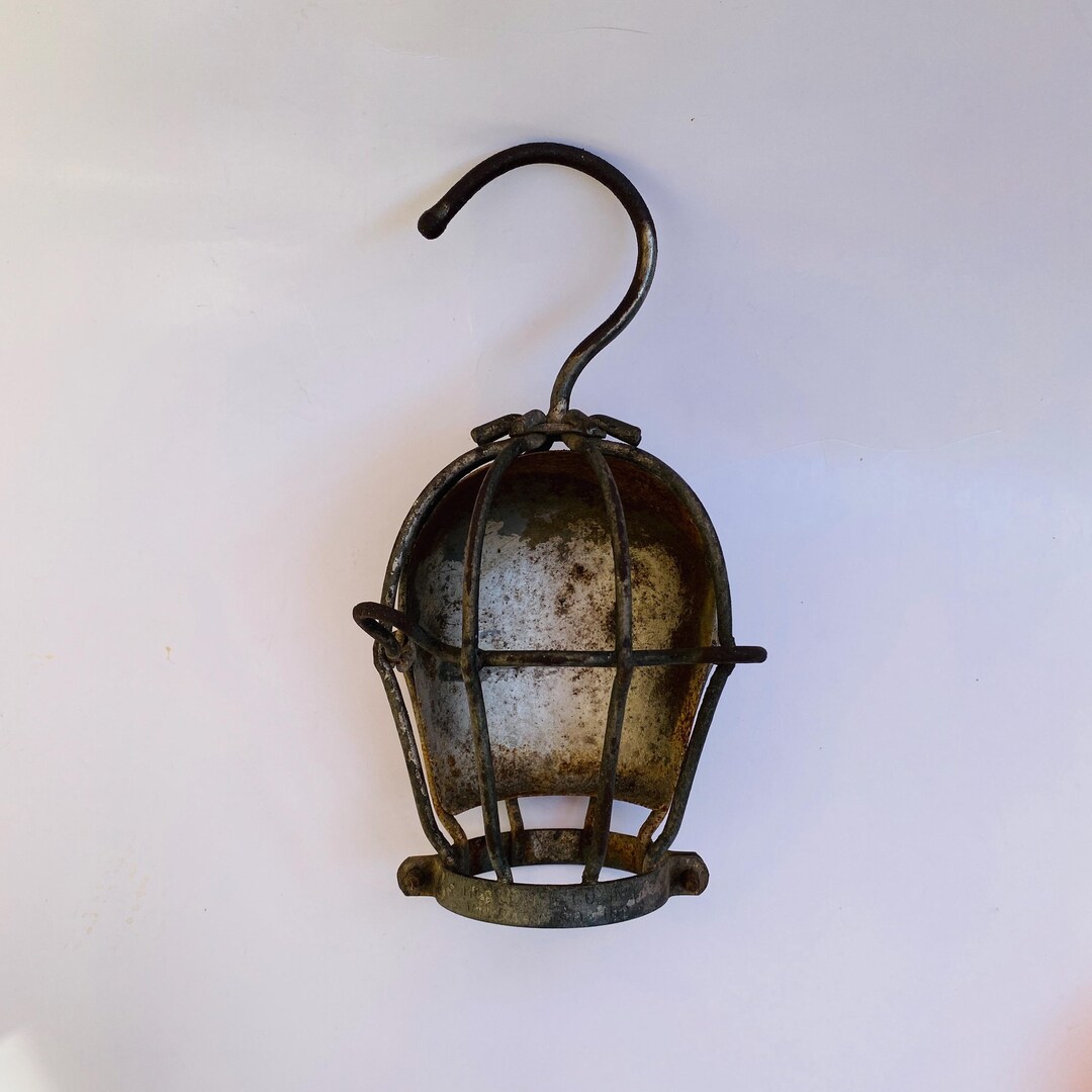 Mcgill Hanging Metal Light Cage, Vintage Industrial Decor With Aged ...