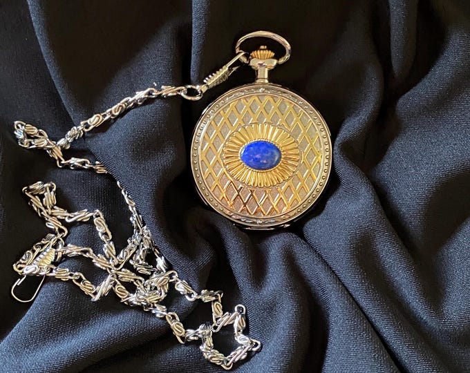 Milan Pocket Watch, Quartz Movement, Ornate Silver & Gold Front Cover ...