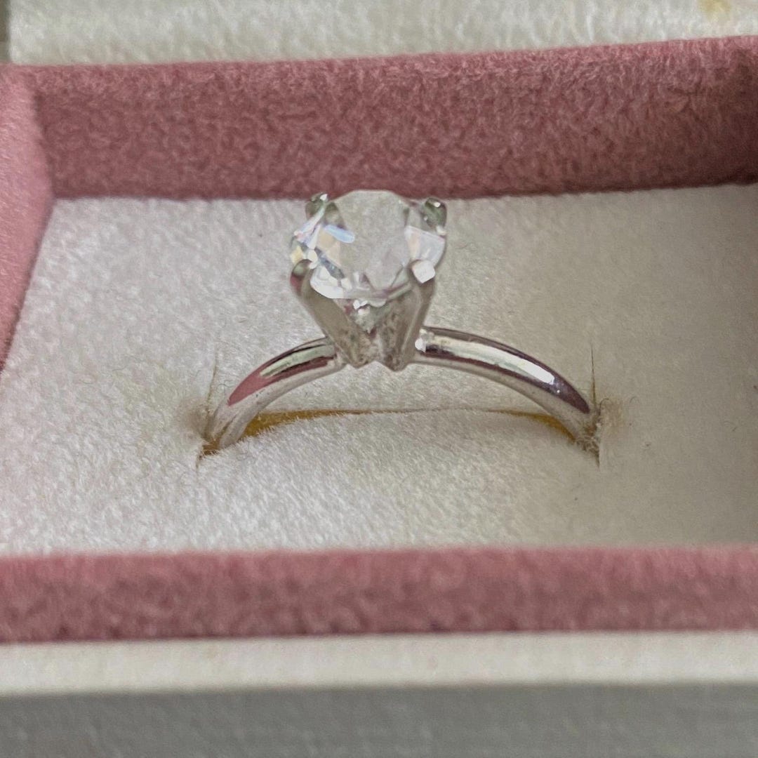Vintage Uncas Cubic Zirconia Solitaire Ring, Pronged Setting in Silver ...