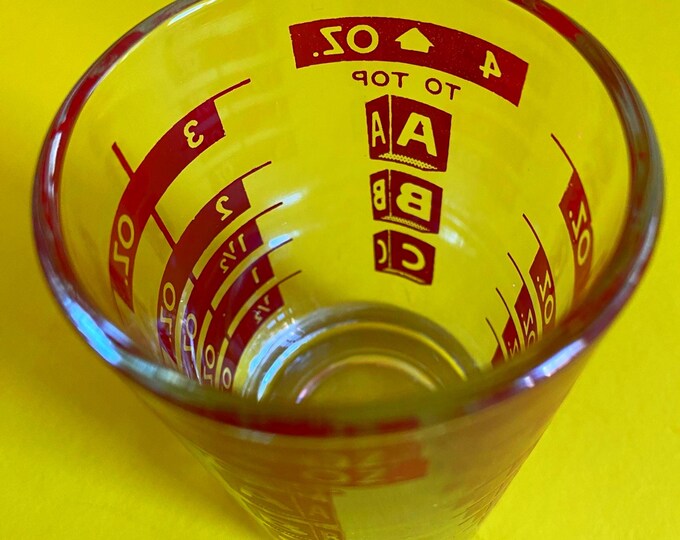 ABC Liquor Lettered Blocks Shot Glass - 4 Oz , Measurements in Red ...