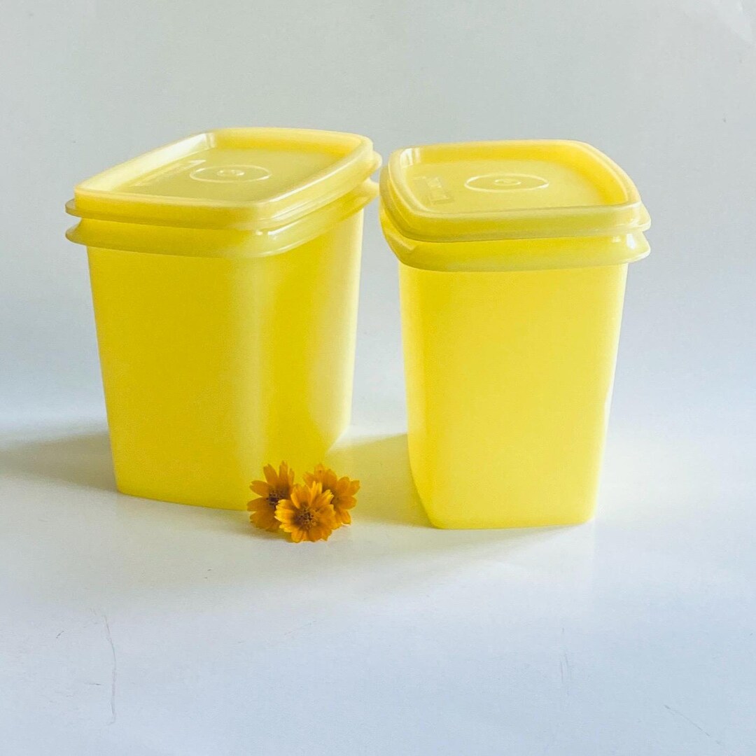 Yellow 1 Quart Tupperware Shelf Saver Containers- Set of Two No. 1243-7 ...