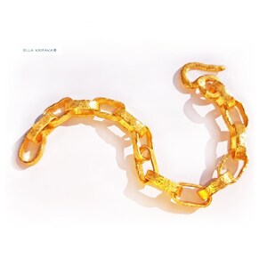 Custom Solid 24k 9999 Gold 85g Link 10mm Hammered Chain Durable Bracelet Ancient Rome Thick Hook ...