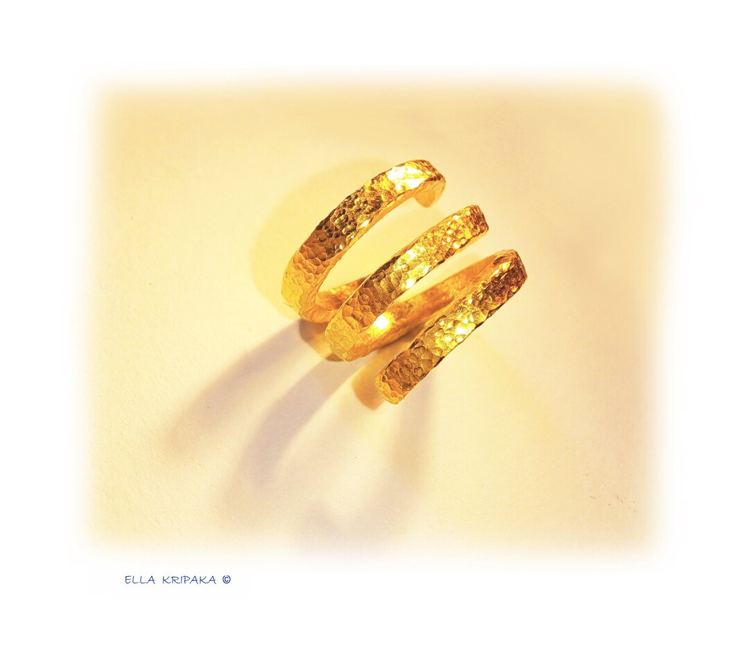 Custom Solid 24k 9999 Gold 18.5g Width 16mm Twisted Spiral Hammered ...