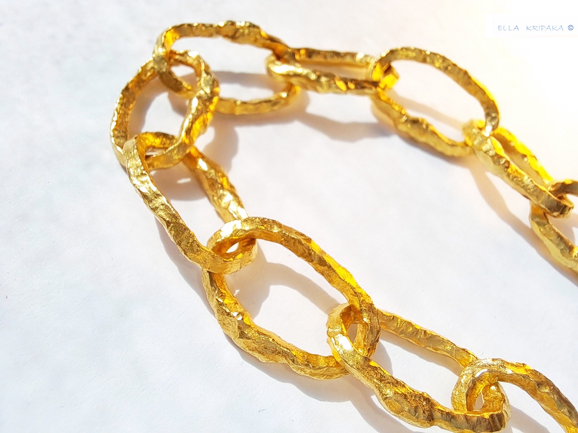 Custom Solid 9999 24k Gold 150g Link 12mm Length 59cm 23in Hammered ...