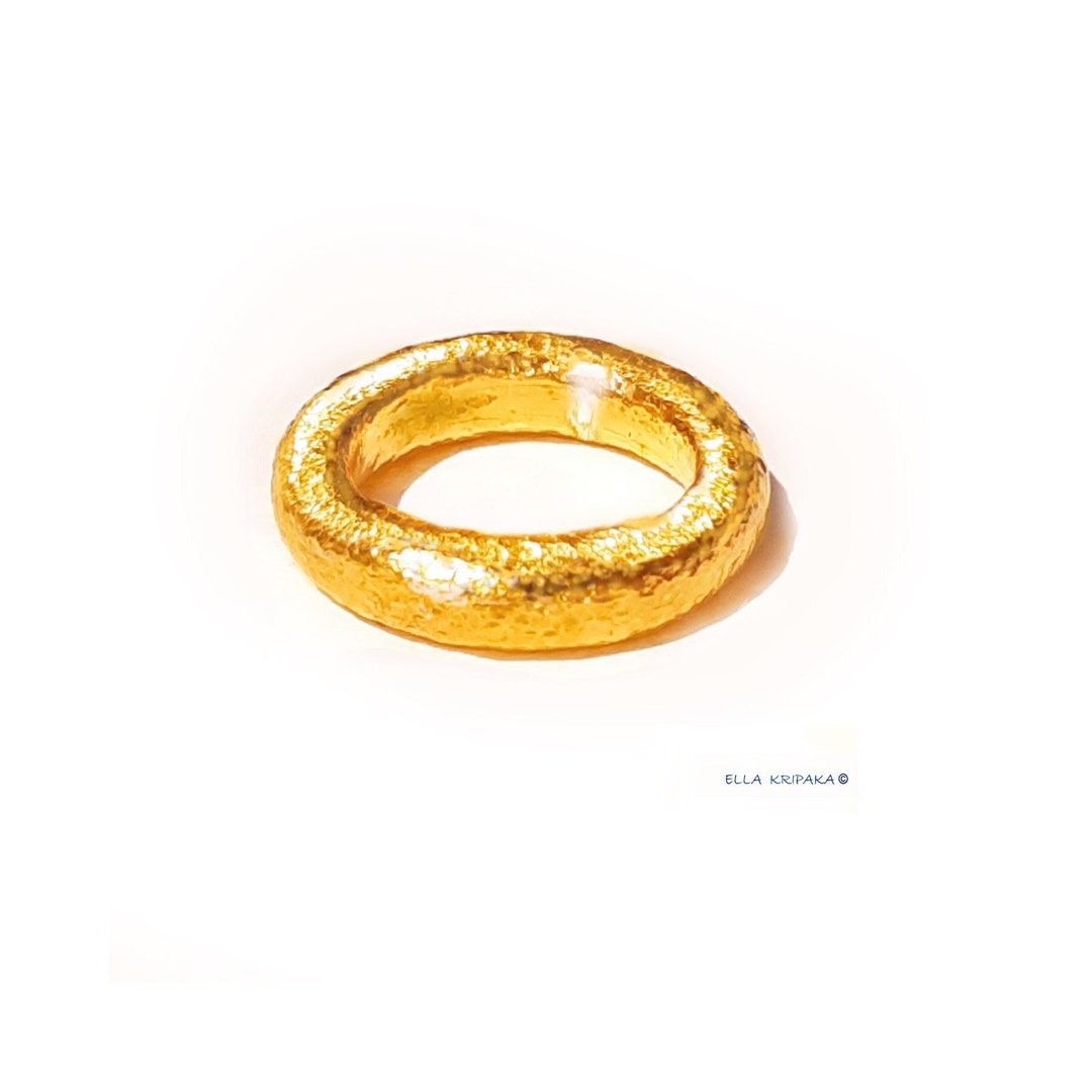 Custom Solid 24k 9999 Gold 24.5g Wide 6.5mm Hammered Ancient Rome Ring ...