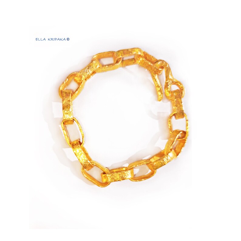 Custom Solid 24k 9999 Gold 85g Link 10mm Hammered Chain Durable Bracelet Ancient Rome Thick Hook ...