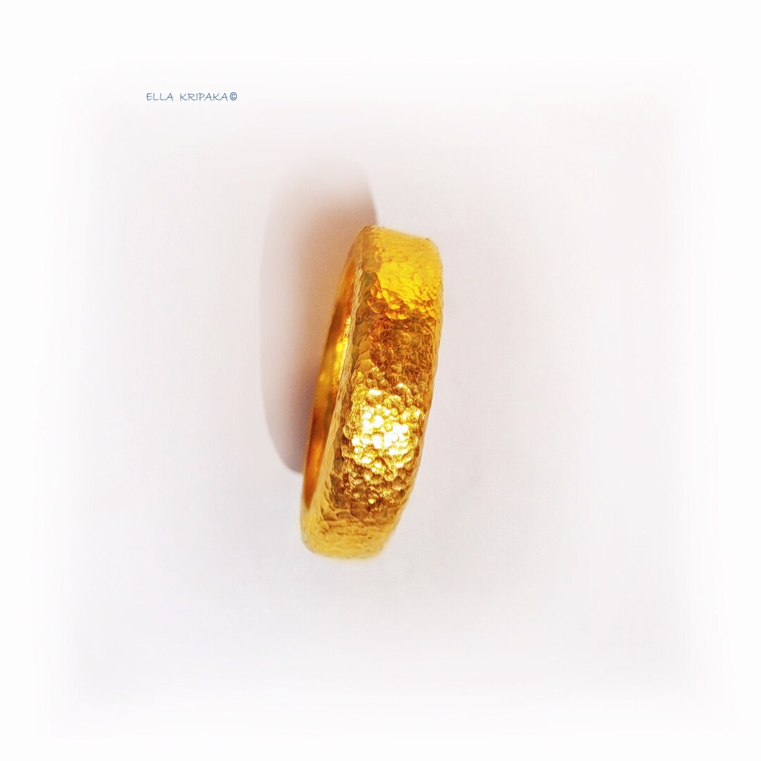Custom Solid 24k 9999 Gold 8g Wide 4.5mm Hammered Ancient Rome Ring ...