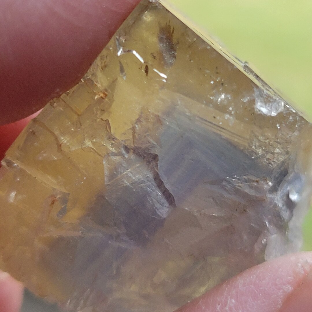 Yellow Cubic Flourite With Blue Phantoms- Rainbow Inclusions- Cubic ...