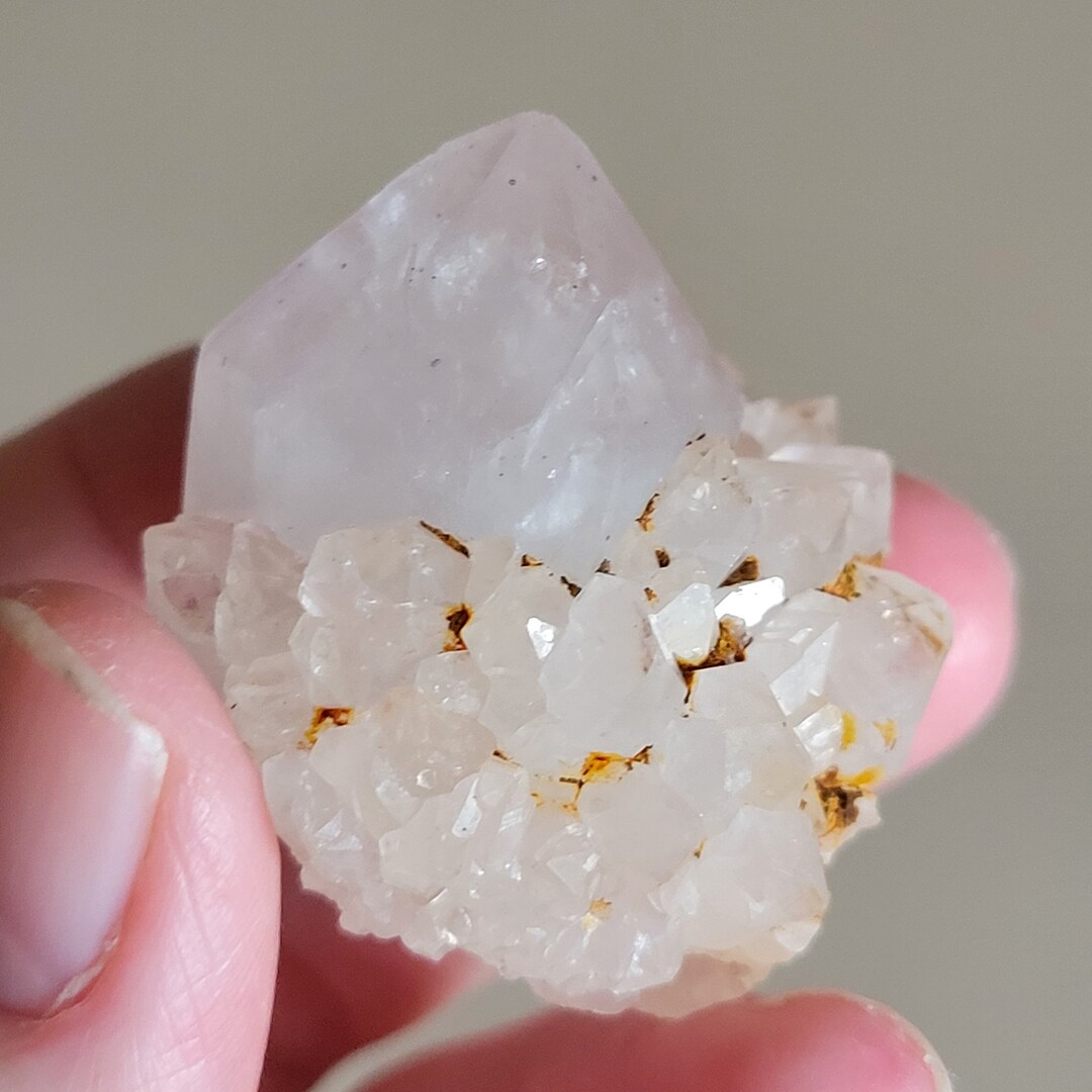 Skeletal Tibetan Quartz Point Mini Cluster With Trigonic Record Keepers ...