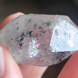 Double Terminated Tibetan Quartz Point With Moving Carbon Particles and ...
