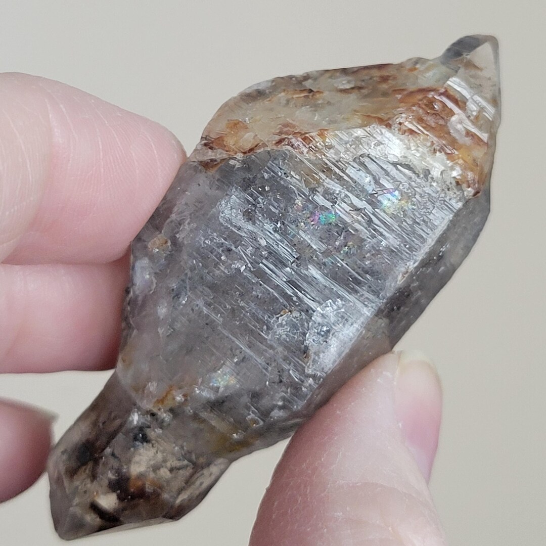 Large Skeletal Tibetan Black Phantom Quartz Point With Rainbows- Key ...