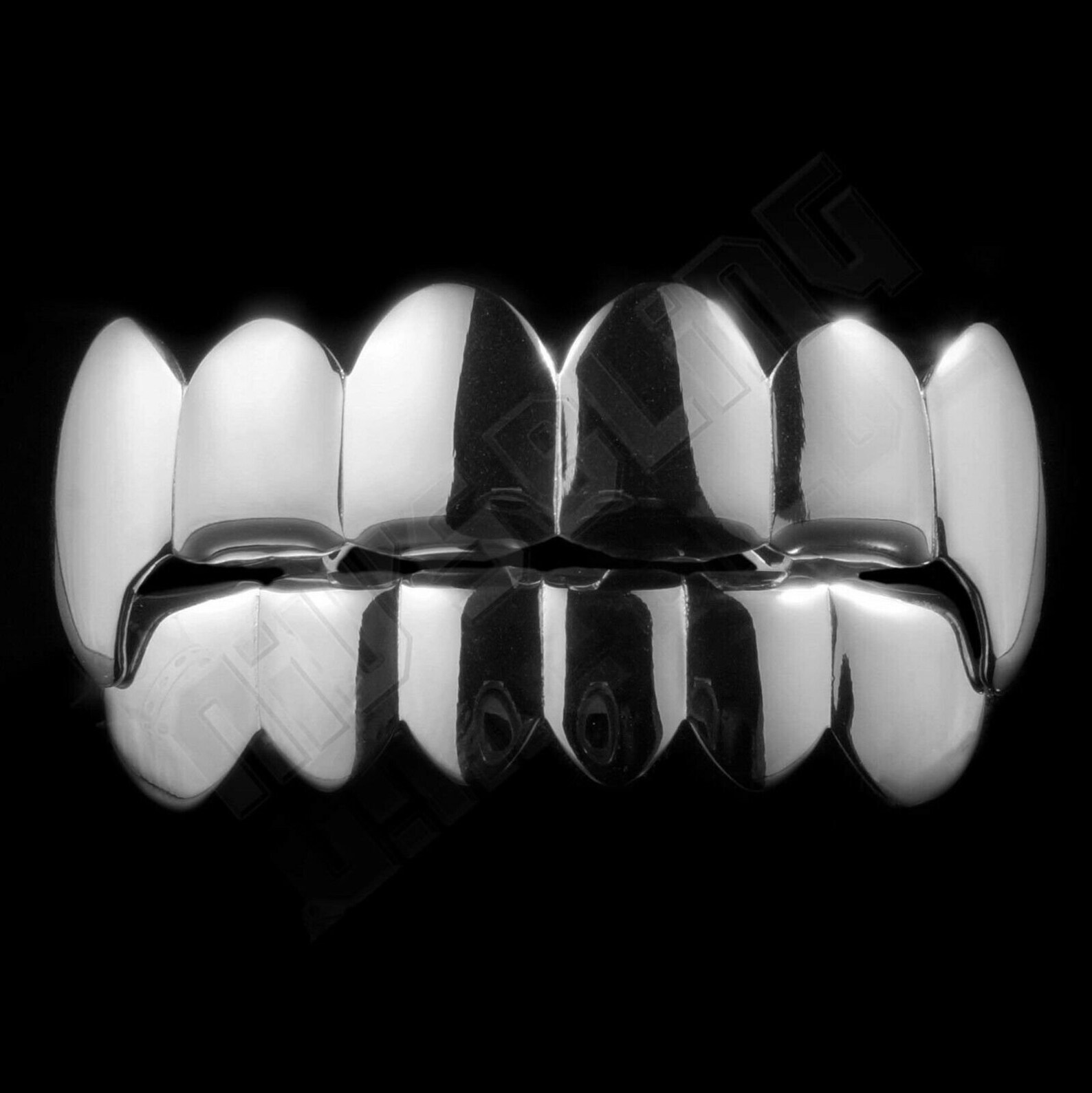 18K White Gold Plated Silver JOKER Teeth Vampire Fangs Top & - Etsy UK