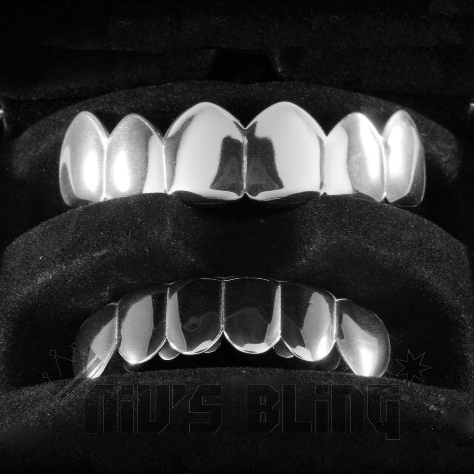 18K White Gold Plated JOKER Grill Silver Mouth GRILLZ 8 Tooth Top 6 ...
