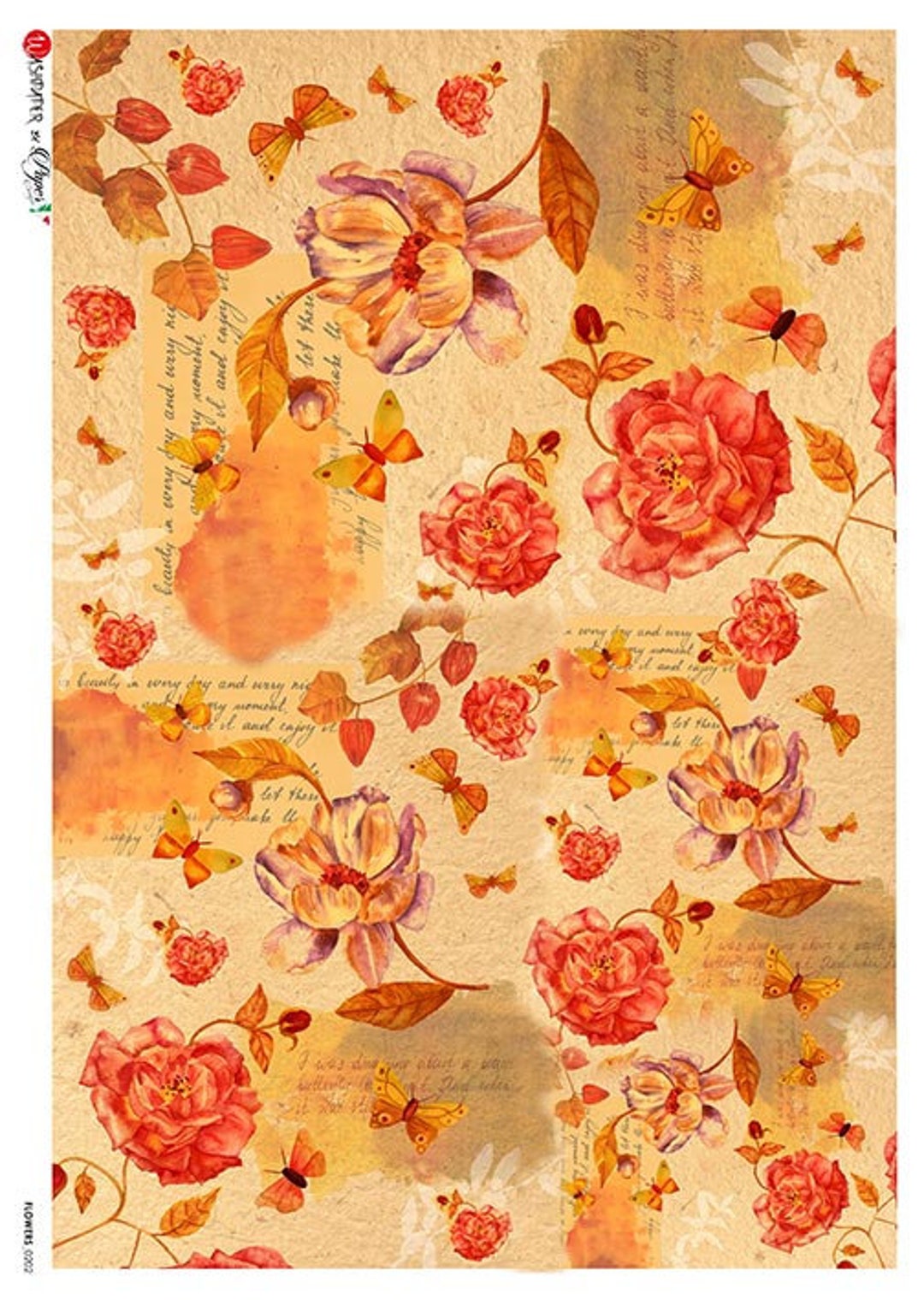 Paper Designs Rice Paper | Flowers Rice Paper | A4 Rice Paper | Natural ...