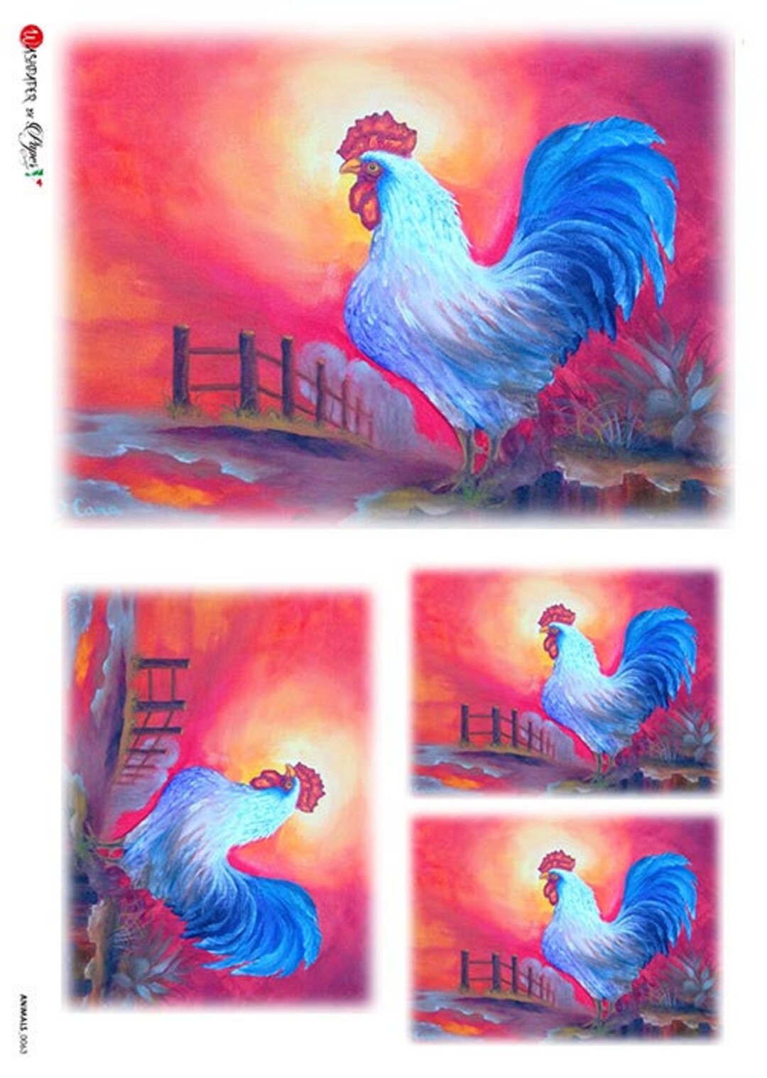 Paper Designs Rice Paper | Rooster Rice Paper | A4 Rice Paper | Natural ...