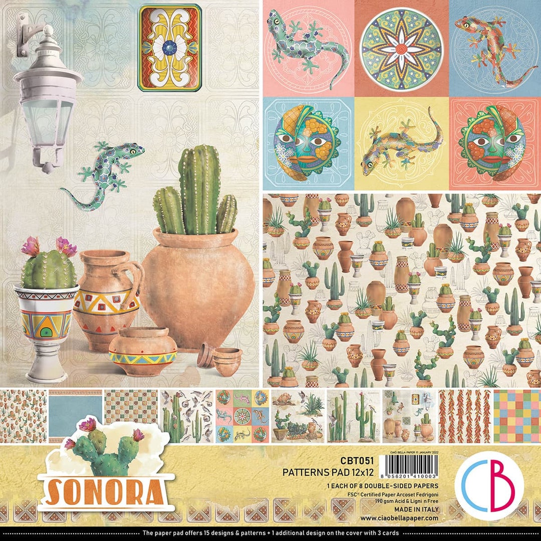 Ciao Bella | Sonora Patterns Paper Pad | Double Sided Paper | 12 X 12 ...