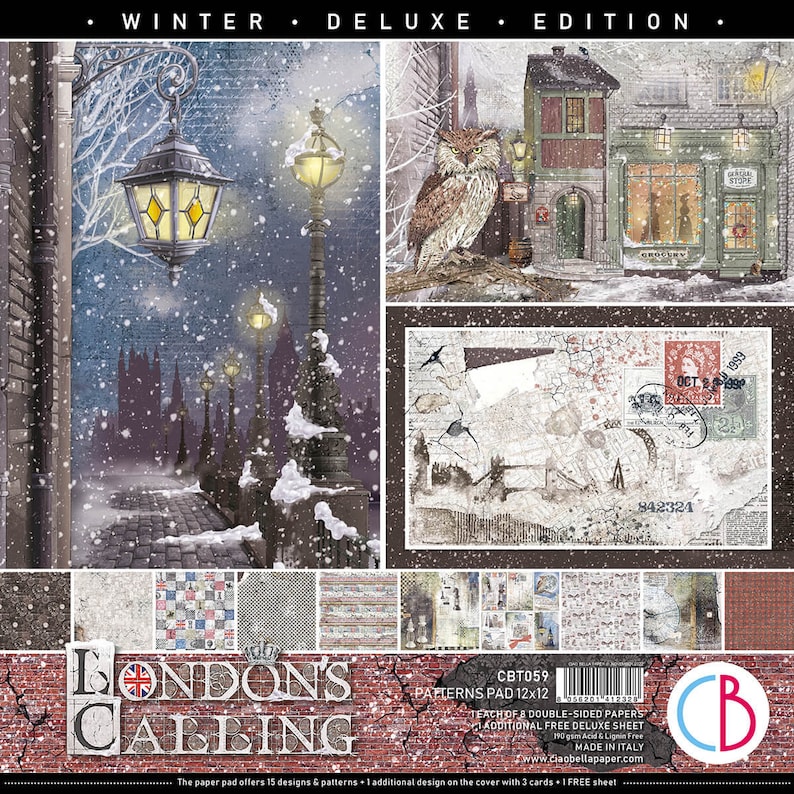 Ciao Bella London's Calling Pattern Paper Pad 12" X 12" | 8 Pages + 1 ...
