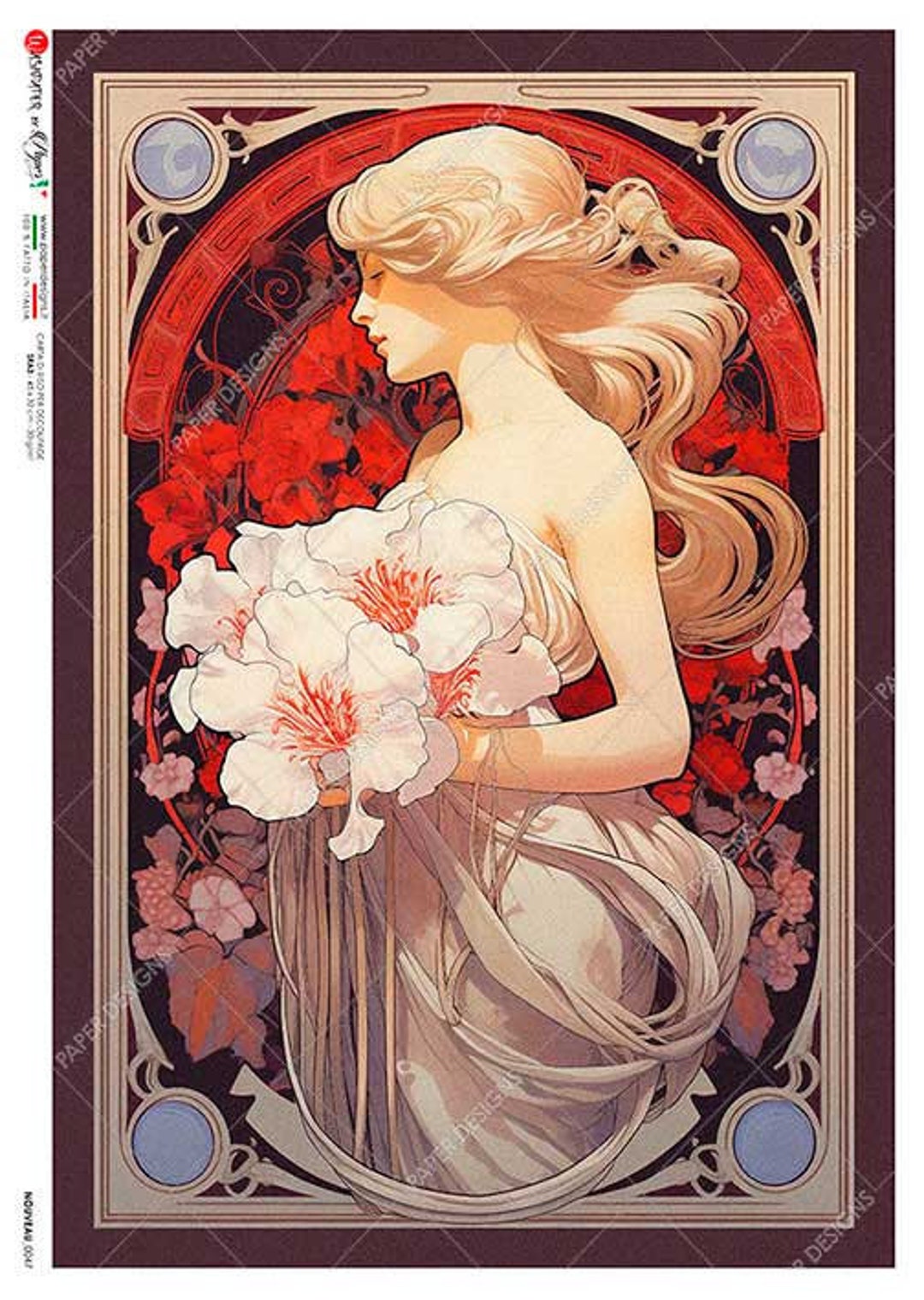 Paper Designs Rice Paper | Art Nouveau Rice Paper | A4 Rice Paper ...