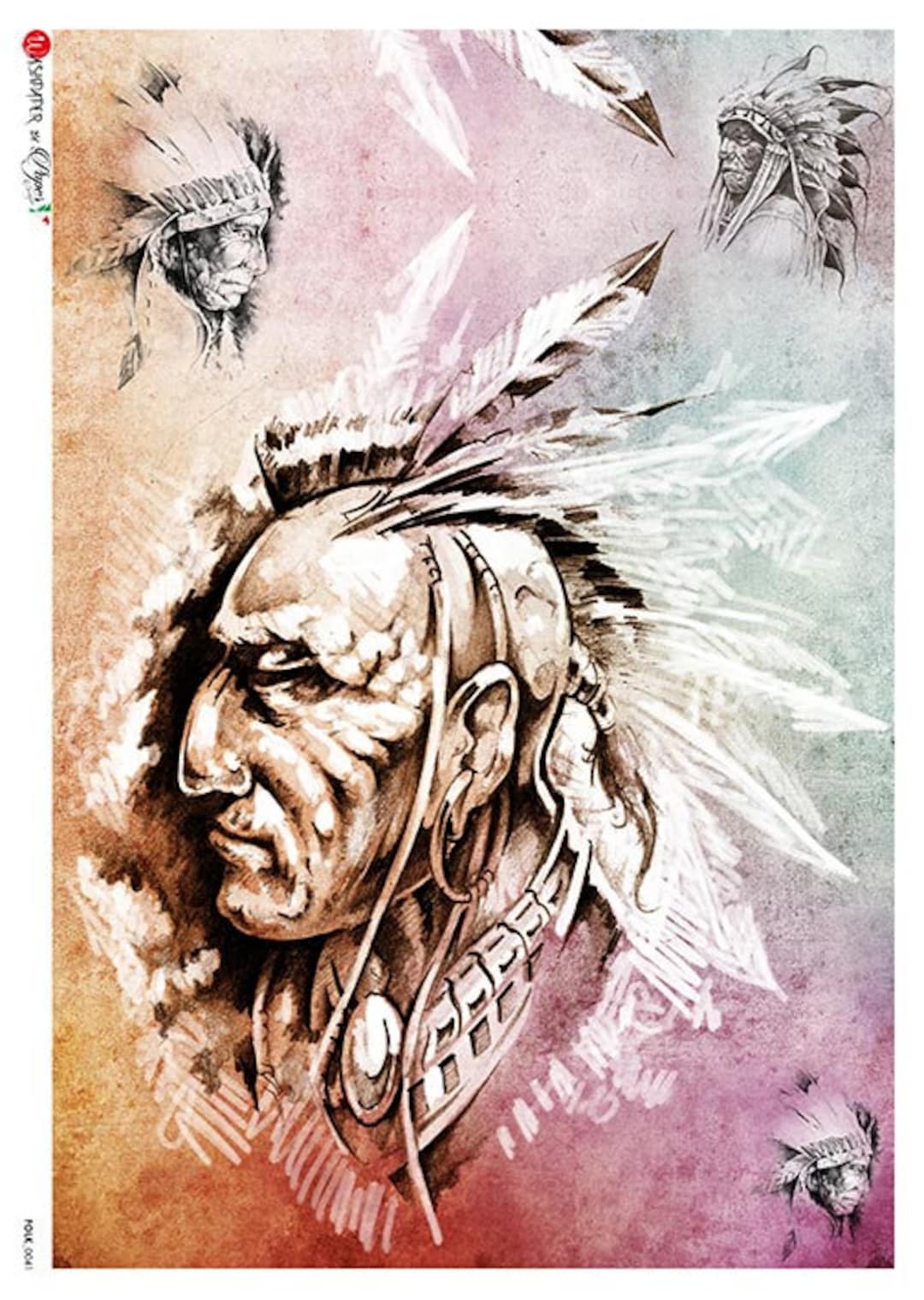 Paper Designs Rice Paper | Native American Man Rice Paper | A4 Rice ...