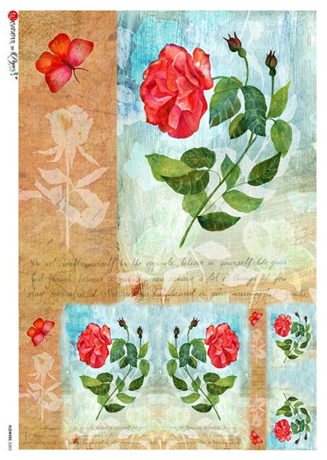 Paper Designs Rice Paper | Flowers Rice Paper | A4 Rice Paper | Natural ...