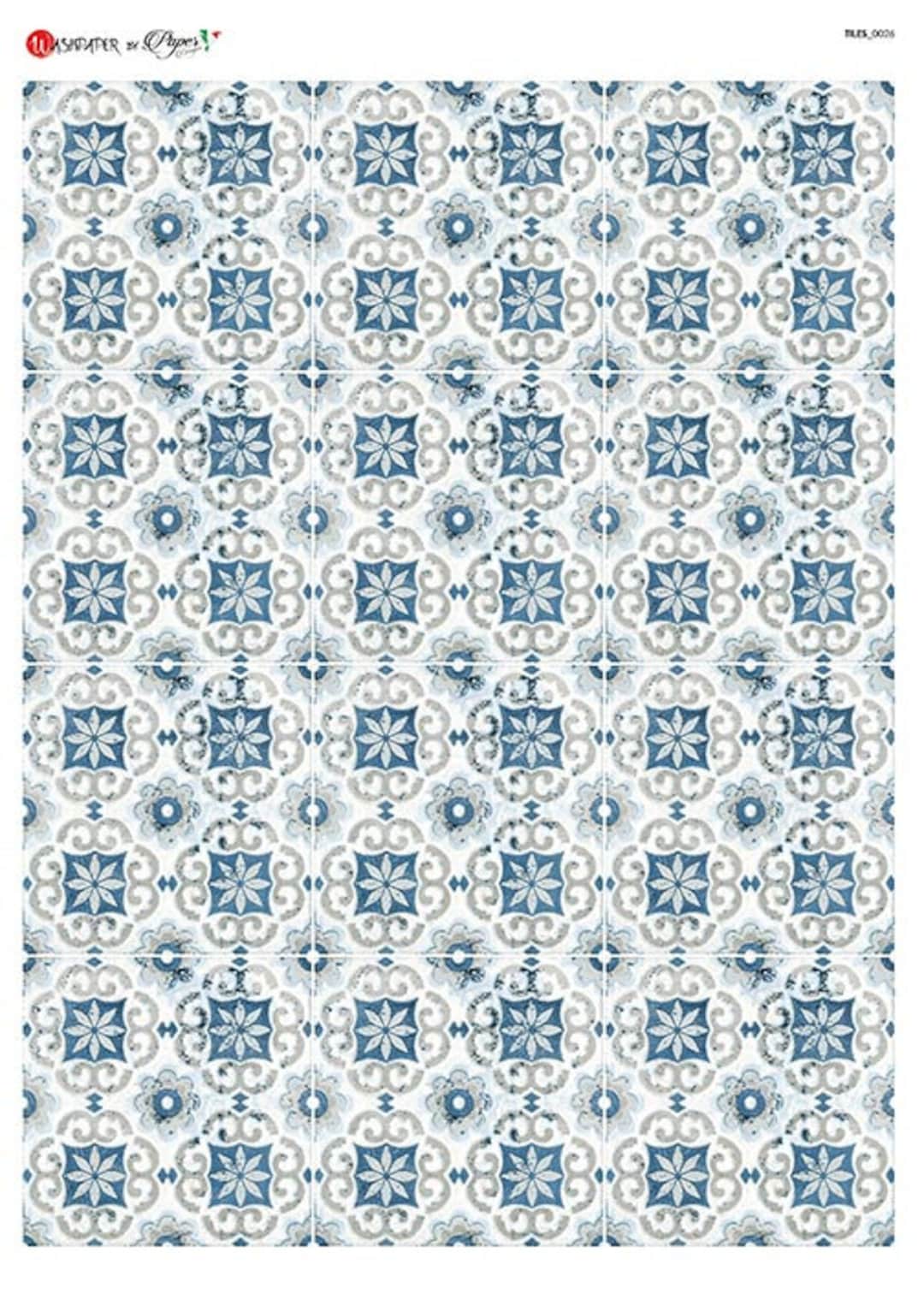 Paper Designs Rice Paper | Blue Tiles Rice Paper | A4 Rice Paper ...