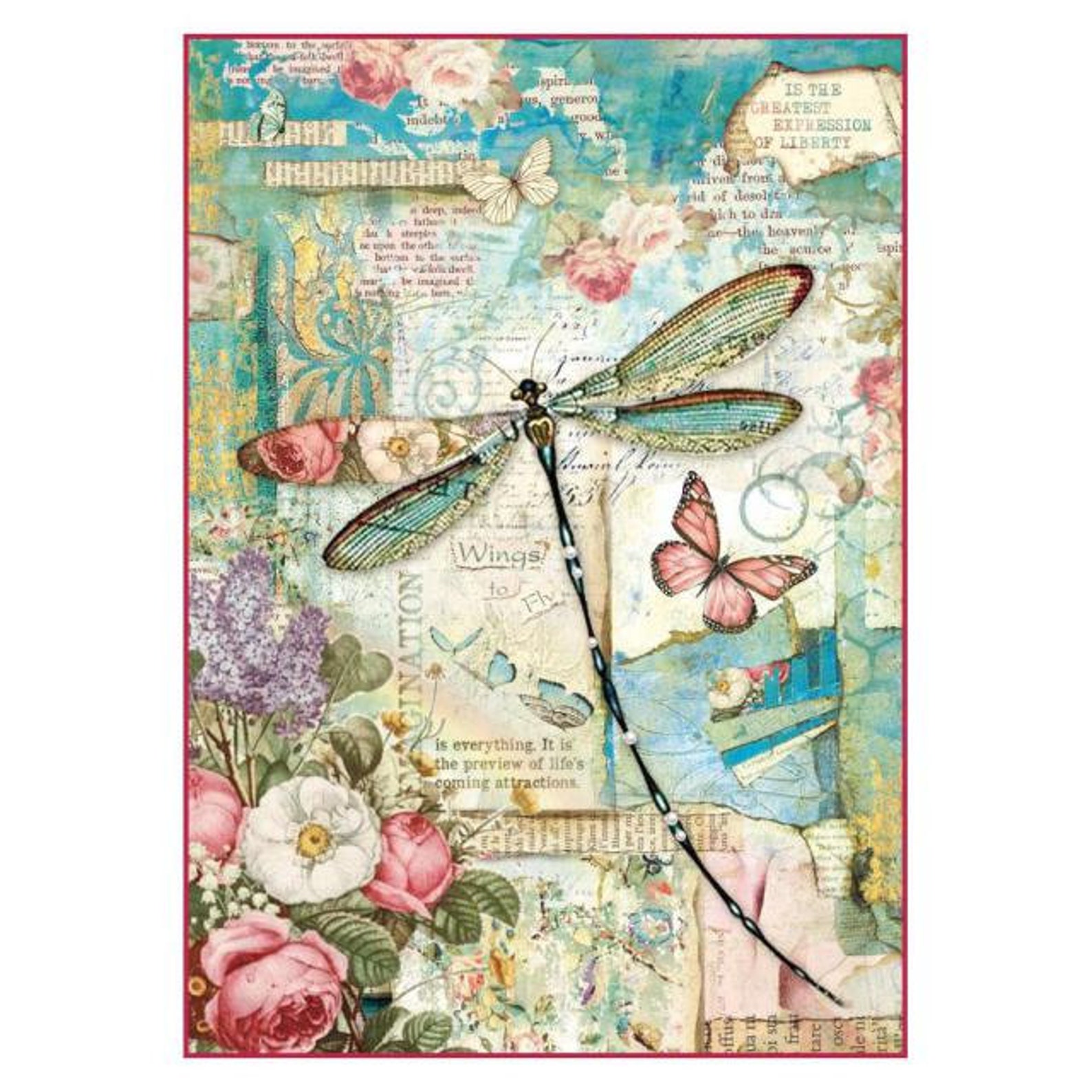 Stamperia Rice Paper Wonderland Dragonfly A4 Rice Paper - Etsy