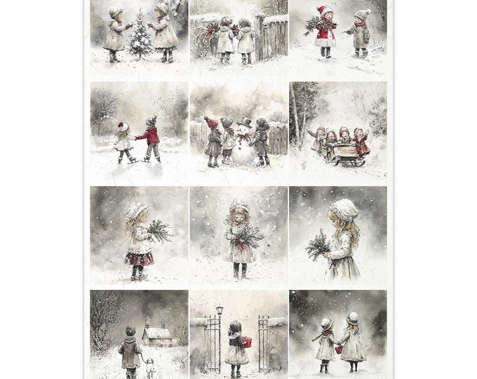 ITD Collection Rice Paper | Vintage Children | Christmas Trees ...