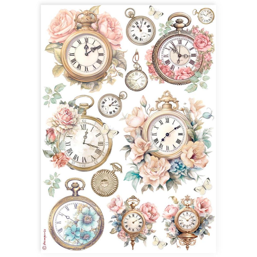 Stamperia Rice Paper | Clocks | A4 Rice Paper | Decoupage | 11.5 X 8.25 ...