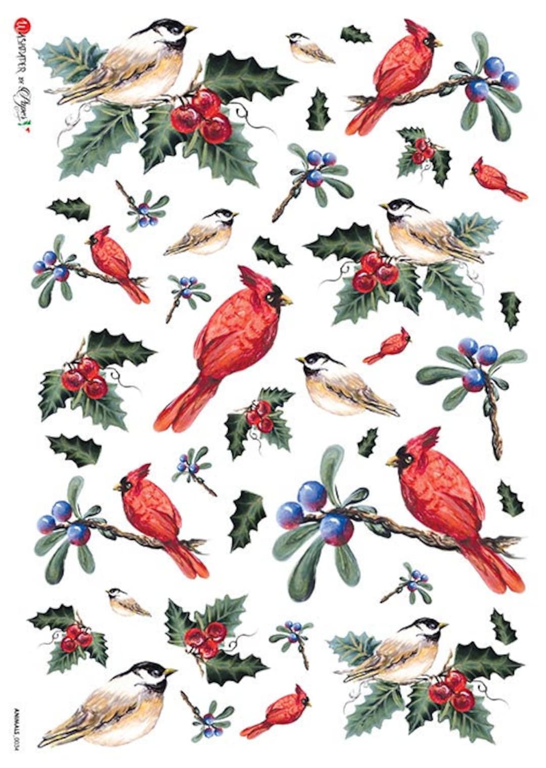 Paper Designs Rice Paper | Cardinals | Birds | A4 Rice Paper | Natural ...