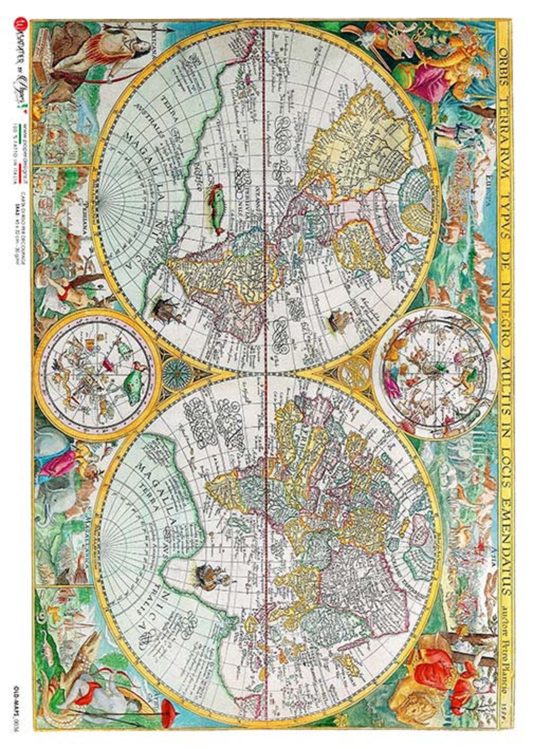 Paper Designs Rice Paper | Old Map Rice Paper | A4 Rice Paper | Natural ...