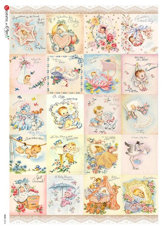 Paper Designs Rice Paper Vintage Newborn Babies Rice Paper | Etsy