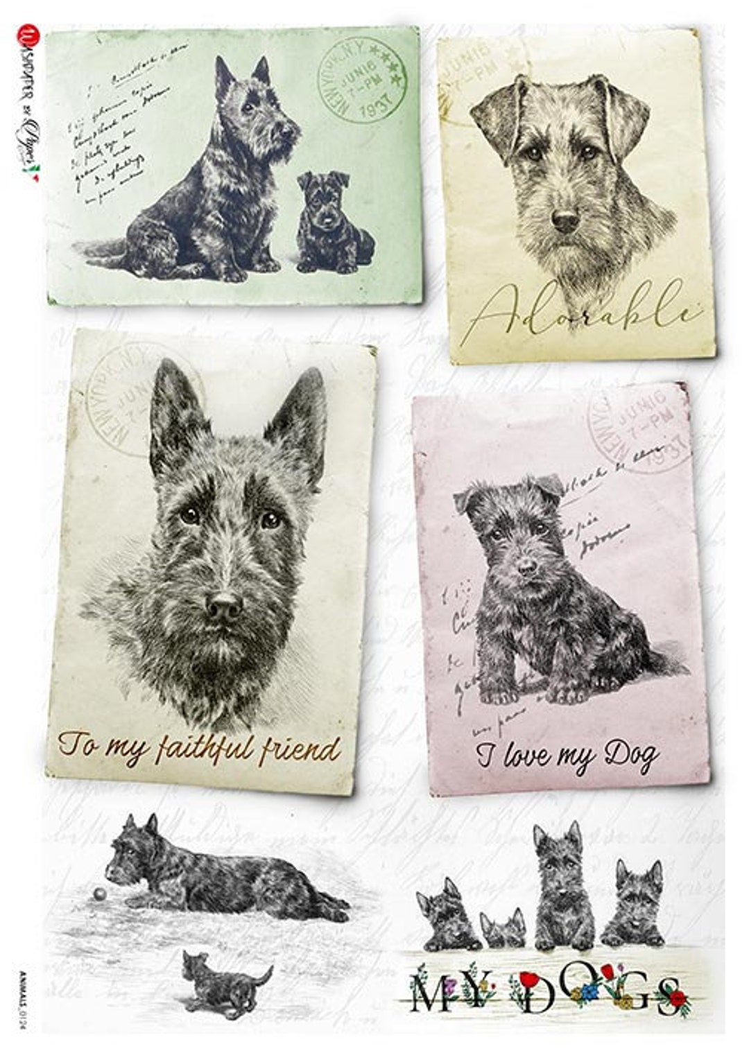 Paper Designs Rice Paper | Dog Cards Rice Paper | A4 Rice Paper ...